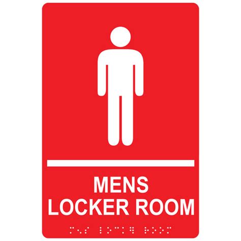 ADA Mens Locker Room Braille Sign RRE WHTonRed Wayfinding