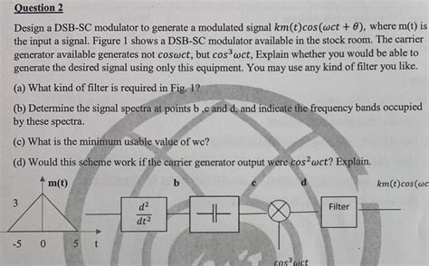 Solved Question 2design A Dsb Sc Modulator To Generate A