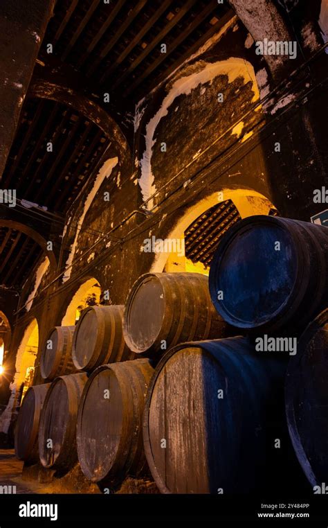Solera System In Old Bodega Andalusian Wine Cellar Process For Aging