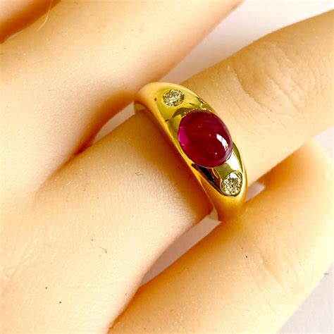 Eighteen Karat Yellow Gold Cabochon Ruby And Diamond Gypsy Ring For Sale At 1stdibs Gupsy Ring