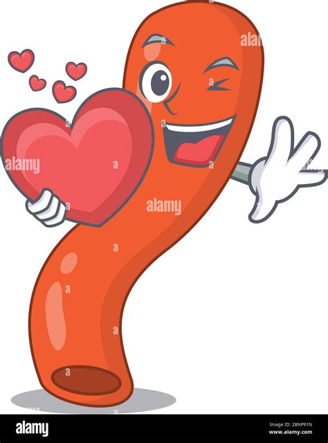 A Sweet Appendix Cartoon Character Style Holding A Big Heart Stock Vector Image And Art Alamy