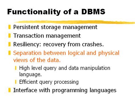 Functionality Of A DBMS
