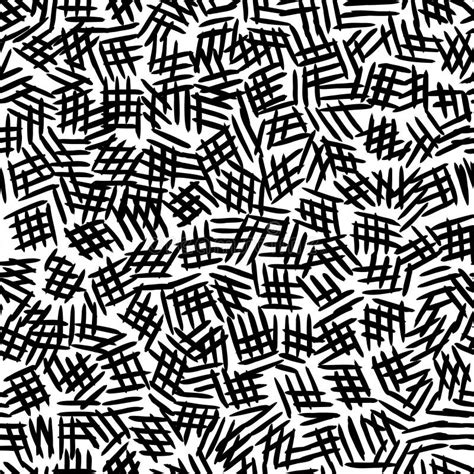 Abstract Seamless Hand Drawn Irregular Pattern Vector Background Illustration Black And White