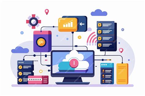Premium Vector Computer With Cloud Local Data Storage Optimization Of