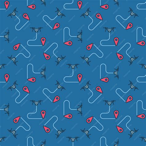 Premium Vector Drone Path Planning Vector Quadcopter Colored Seamless