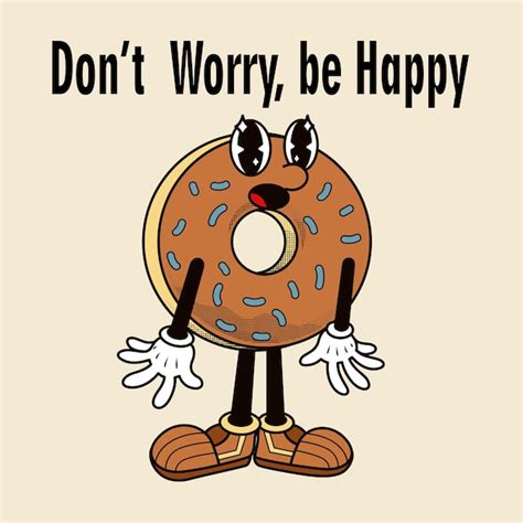 Donuts Character Design Com Slogan Donuts Worry Be Happy Vetor Premium