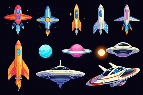 Spaceships And Planets Premium Ai Generated Image