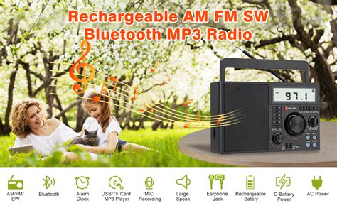 Amazon Com Portable AM FM SW Radio With Bluetooth Speaker LCD Display Time Operated By
