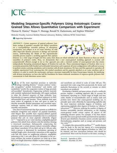 pdf modeling sequence speciﬁc polymers using … sequence speciﬁc