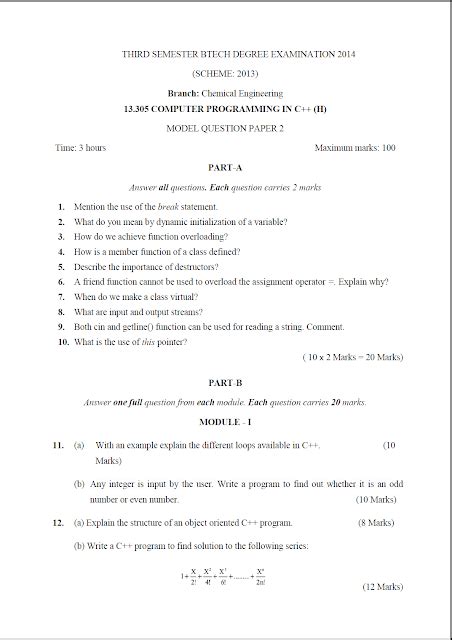 Kerala University Btech Computer Programming In C H 2014