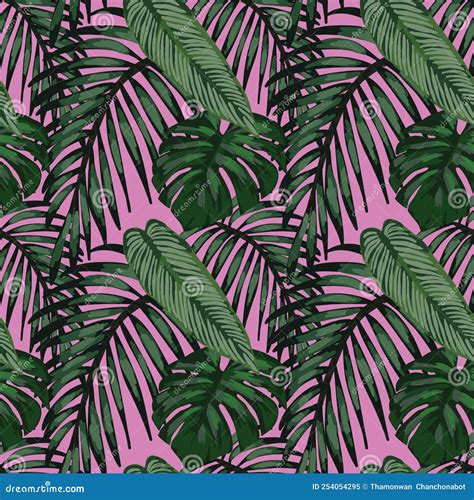 Tropical Leafs Background Green Illustration Vector Design Stock Vector