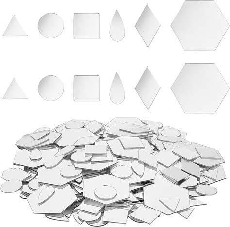 Diy 300pcs 6 Shapes Silver Mirrors For Crafts Self Adhesive Mirror Tiles Acrylic Craft Mirror