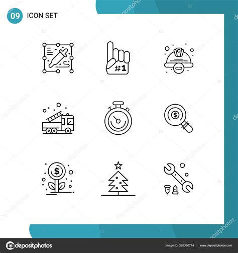 User Interface Outline Pack Modern Signs Symbols Clock Help Construction Stock Vector By