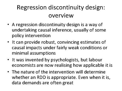 What Is Regression Discontinuity Design Mike Brewer University