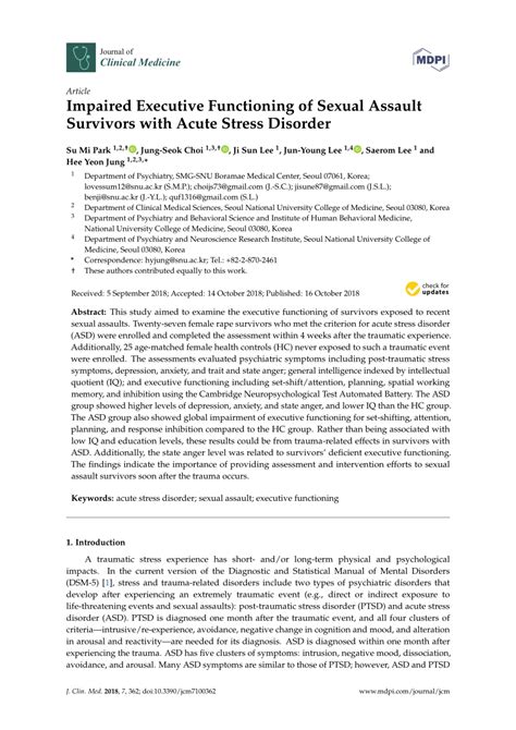 Pdf Impaired Executive Functioning Of Sexual Assault Survivors With