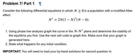 Problem Part Consider The Following Differential Chegg