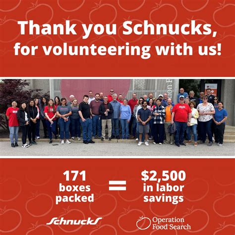 Huge Thanks To The Schnuck Markets Inc Volunteers Who Worked Packing