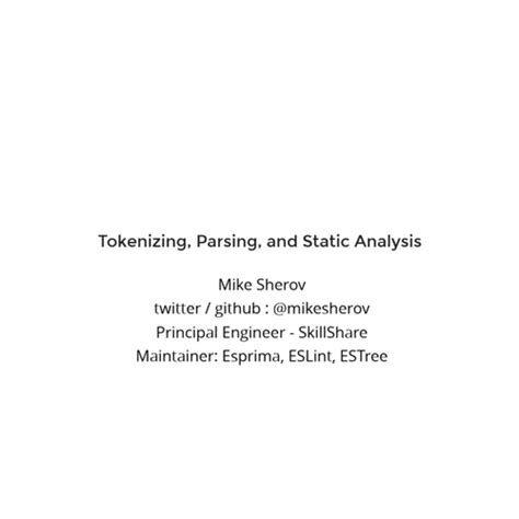 tokenizing parsing and static analysis
