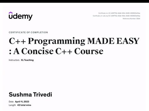 I Have Successfully Completed Aa Concise C Course By Udemy Sushma