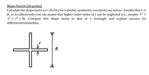 solved calculate the shape factor alpha mp my for