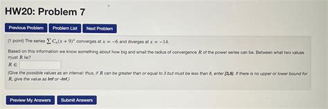 hw20 problem 7 1 ﻿point ﻿the series ∑cn x 9 n