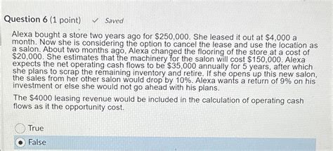 Solved Question 6 1 ﻿point ﻿savedalexa Bought A Store Two