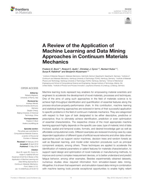 Pdf A Review Of The Application Of Machine Learning And Data Mining