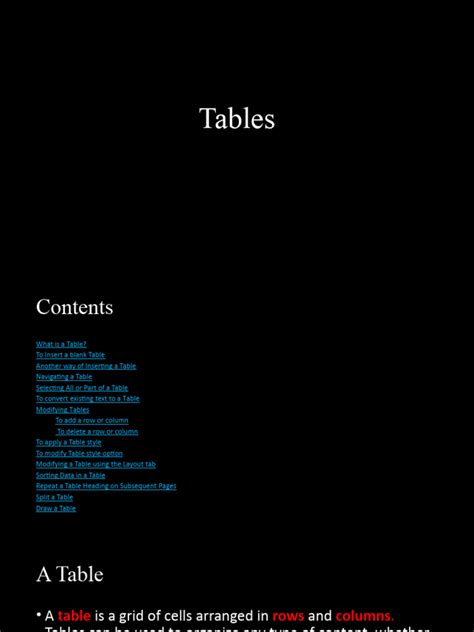 tables download free pdf page layout menu computing