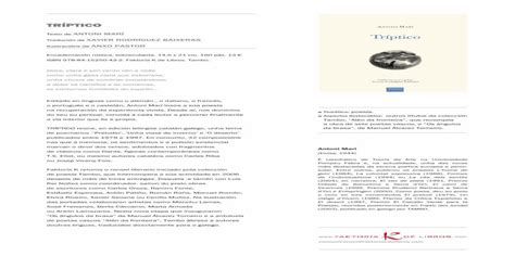TrÍptico · TrÍptico Texto De Antoni MarÍ Tradución De