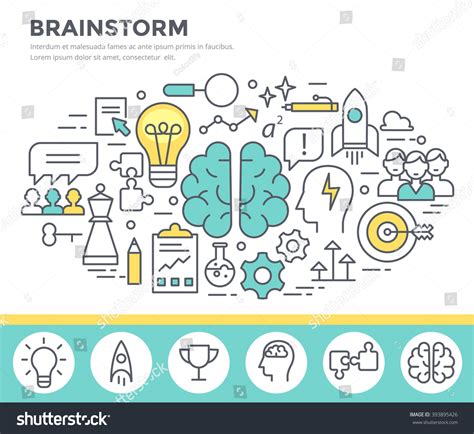 Brainstorm Concept Illustration Thin Line Flat Stock Vector 393895426 Shutterstock