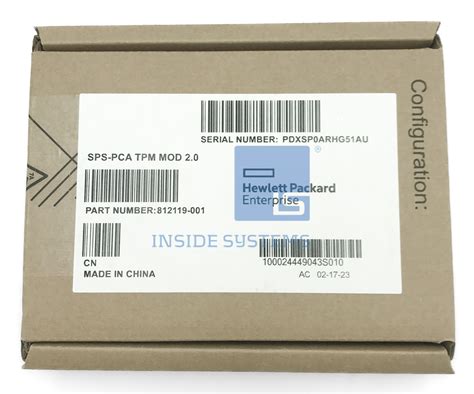 812119 001 Hpe Trusted Platform Module 20 Tpm Inside Systems As