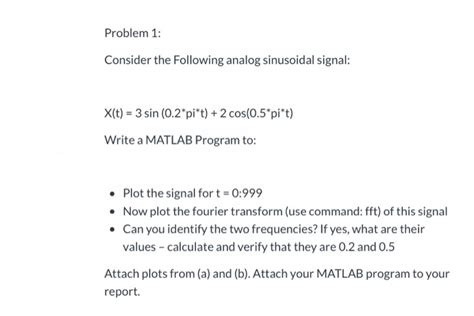 Solved Problem 1 Consider The Following Analog Sinusoidal