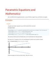Exploring Parametric Curves With Mathematica Course Hero