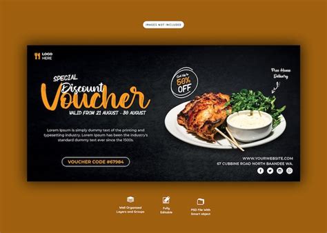 무디 푸드 레스토랑 바우처 템플릿 무료 Psd 파일