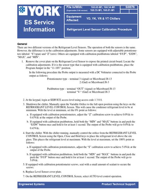 Refrigerant Level Sensor Calibration Procedure Pdf Metrology