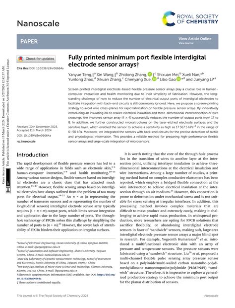 pdf fully printed minimum port flexible interdigital electrode sensor