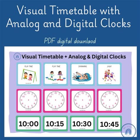 Daily Visual Timetable With Analog And Digital Clocks Classroom