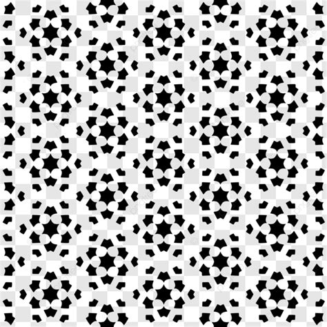 Monochrome Floral Pattern With Symmetrical Shapes Vector Floral Pattern Symmetrical Design