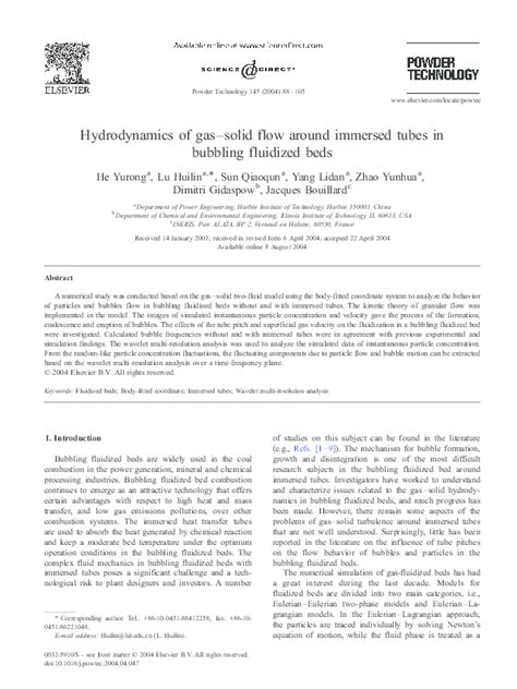 Pdf Hydrodynamics Of Gassolid Flow Around Immersed Tubes In Bubbling