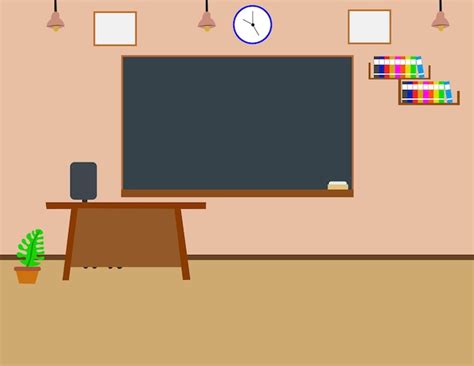 Premium Vector Vector Illustration Of Teachers Table And Blackboard