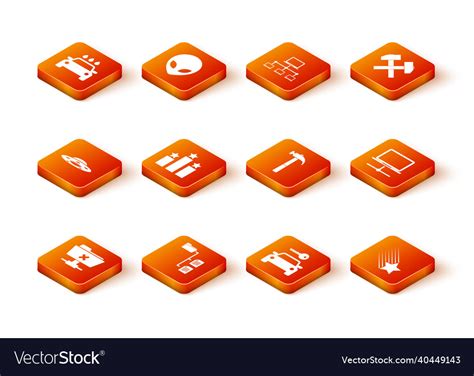 Set Ftp Cancel Operation Folder Tree Ufo Flying Vector Image