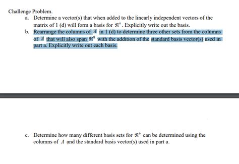 Challenge Problem A Determine A Vector S That When Chegg