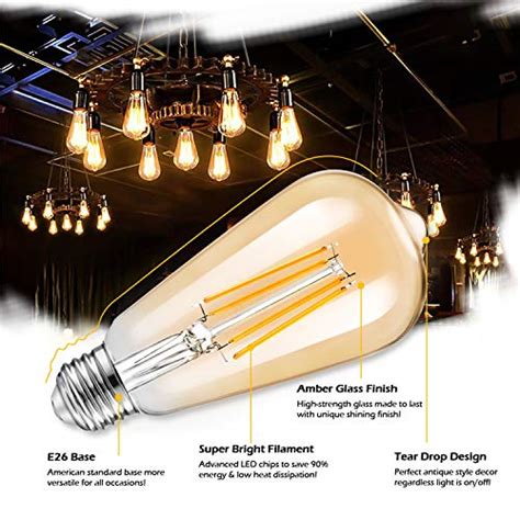 Dimmable Led Edison Light Bulbs W Incandescent Equivalent Vintage Light Bulb K Warm