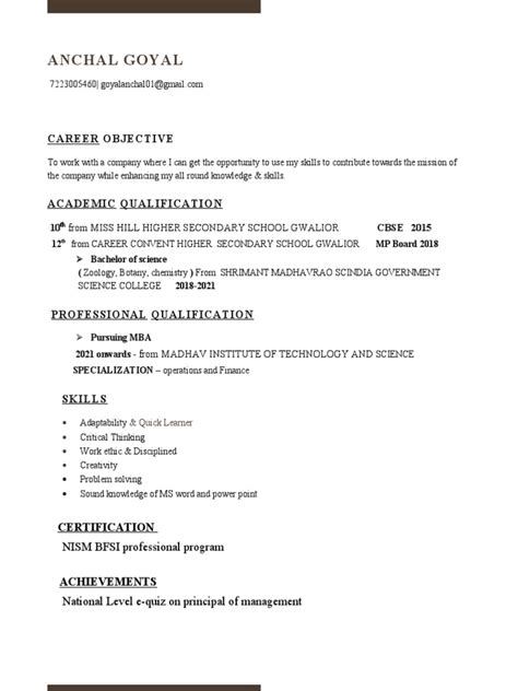 Cv Anchal Goyal Pdf