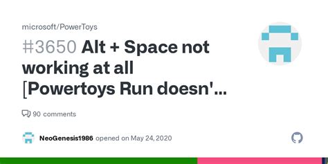Alt Space Not Working At All Powertoys Run Doesnt Launch · Issue