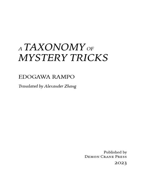 A Taxonomy Of Mystery Tricks Pdf Mystery Fiction