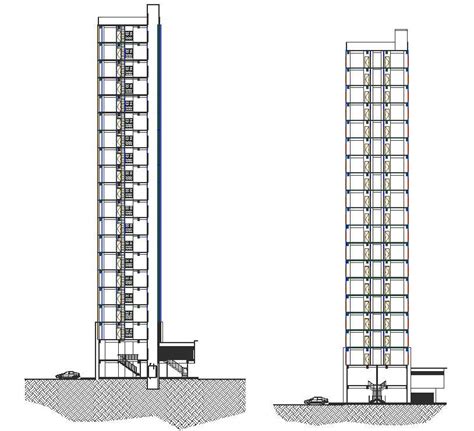 Cad Dwg 2d File Of The Tall Building Beautiful Elevation And Section Details Download The