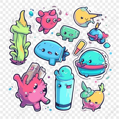 재미 있는 아이 스티커 세트 클립 아트 벡터상표 Png 일러스트 무료 다운로드 Lovepik