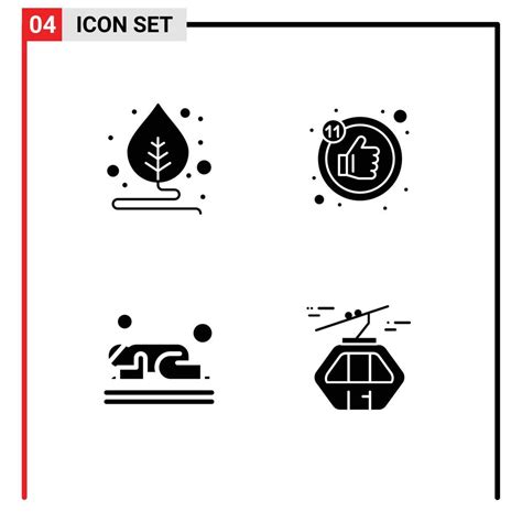 Set Of Vector Solid Glyphs On Grid For Leaf Prayer Like Islam Alpine