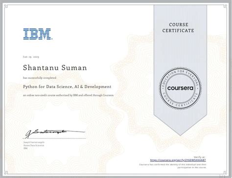 Completion Of Python For Data Science Course Shantanu Suman Posted On